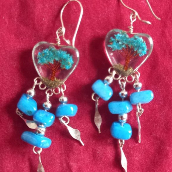 Jewelry | Peruvian Earrings In Turquoise Painted Stone With Tree Of ...